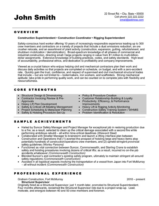 Structural Supervisor Resume Template | Premium Resume Samples & Example