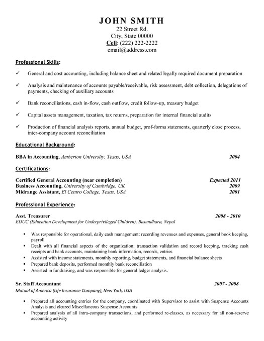 Assistant Treasurer Resume Template | Premium Resume Samples & Example