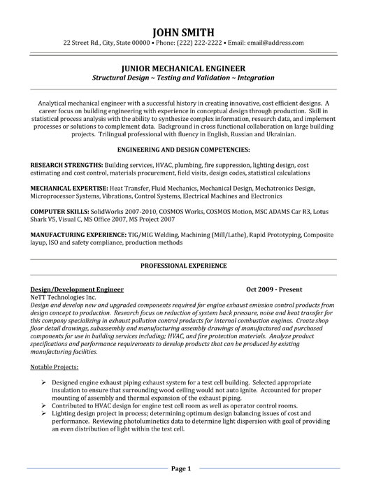 Engineering Resume Templates, Samples & Examples | Resume Templates 101